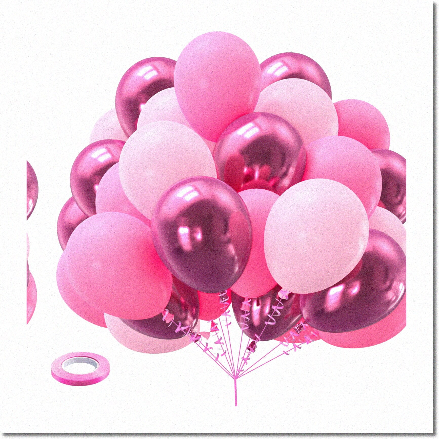 Pretty in Pink Party Pack: 60PCS Metallic Hot Pink & Pastel Latex ...