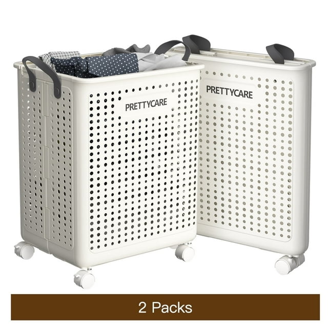 PrettyCare 2 Pack 70L Collapsible Laundry Hamper with Handles and ...