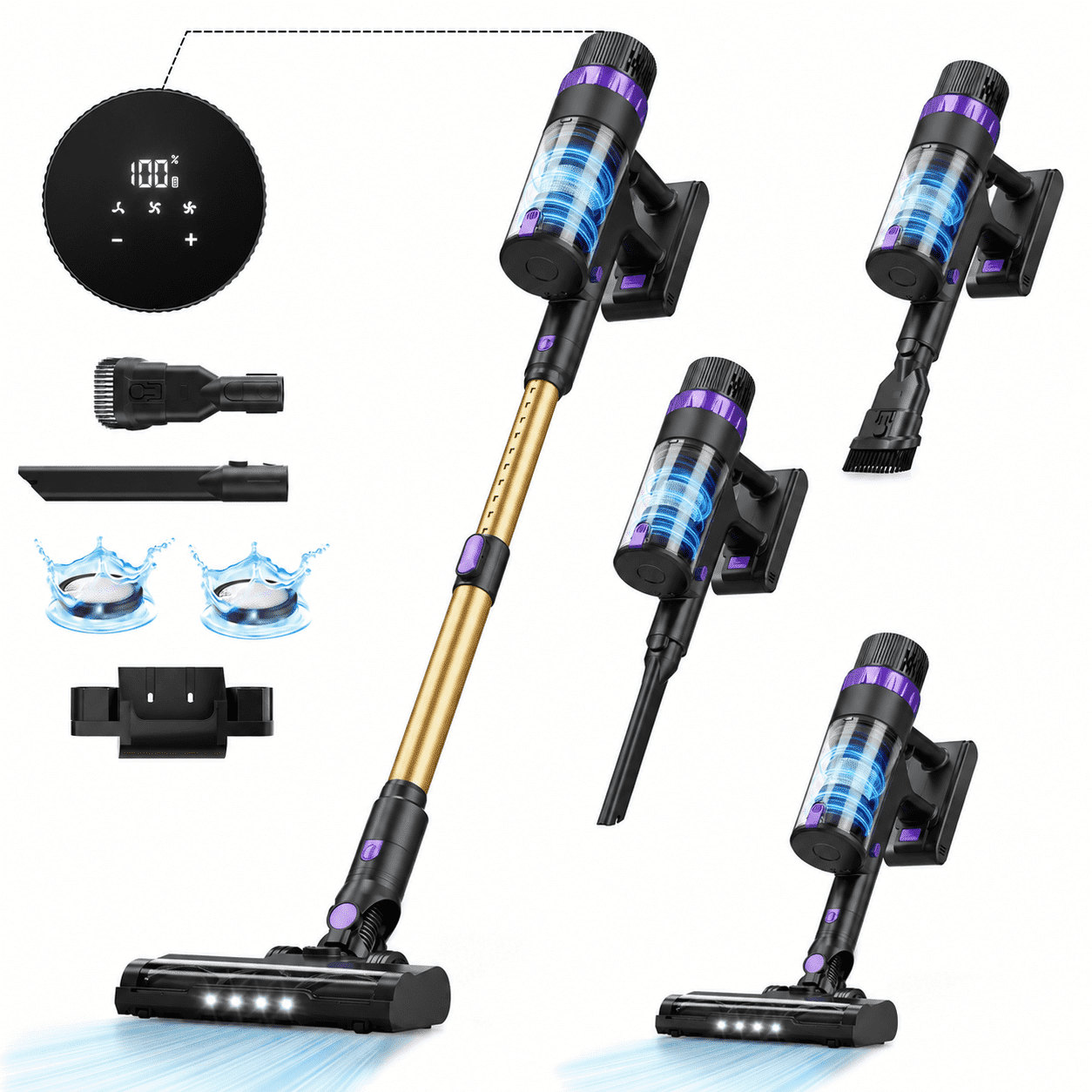 Prettycare Cordless Vacuum Cleaner for Home Pet Hair Carpet Wood Floor ...