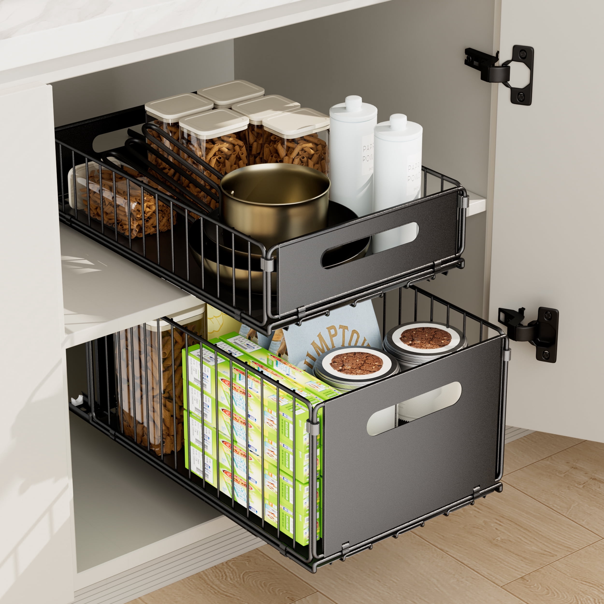 AZULLIA 2 Pack Pull Out Drawers for Cabinets, Heavy Duty Slide Out ...
