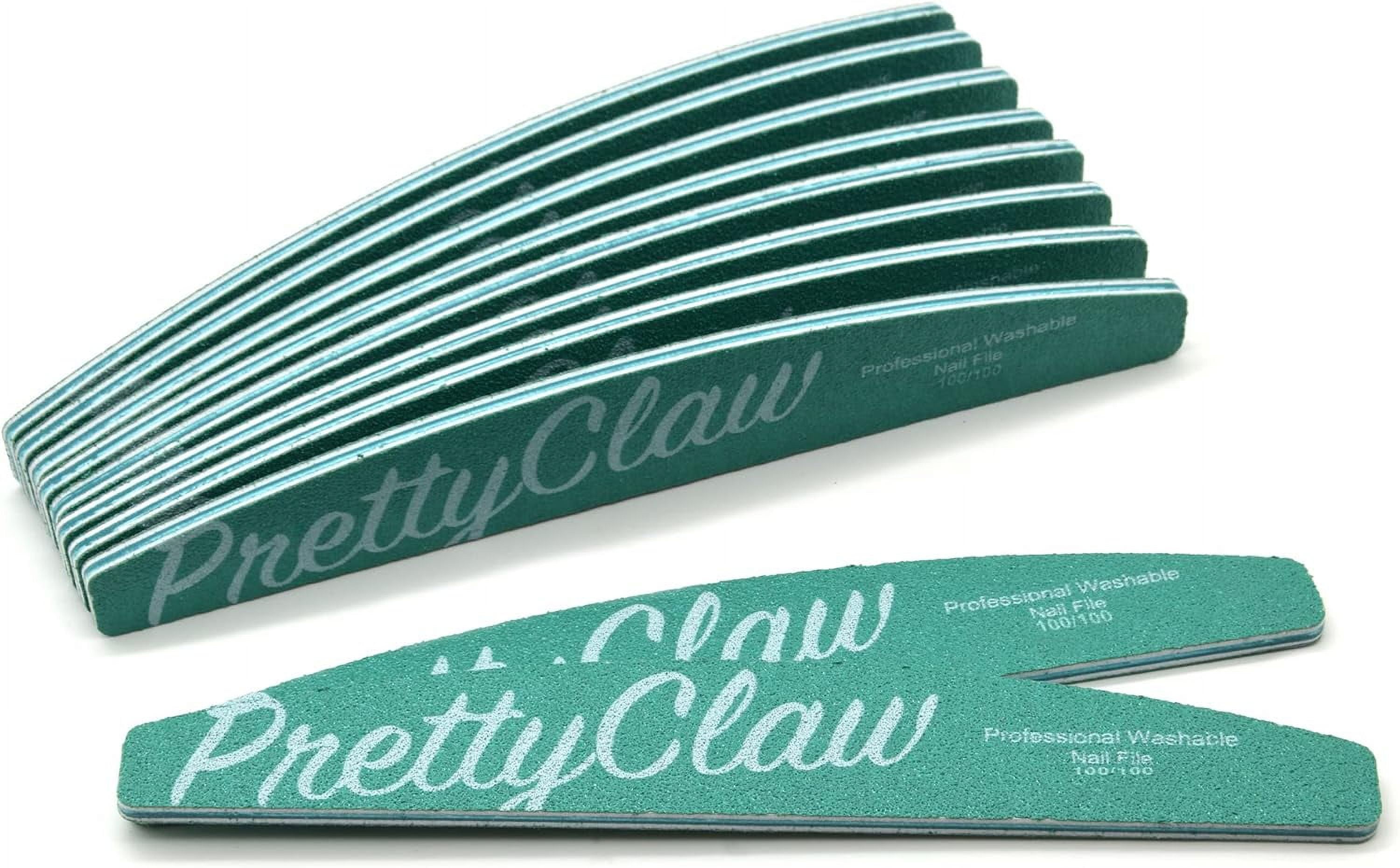 PrettyClaw 10pc Professional Nail File 100/100 Grit Green Half Moon ...