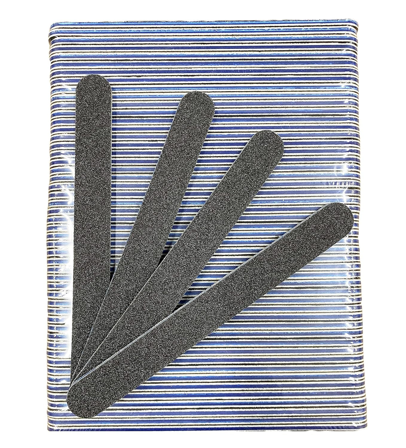 PrettyClaw 50pc Nail File 180/180 Grit Black Nail Files Blue Center ...