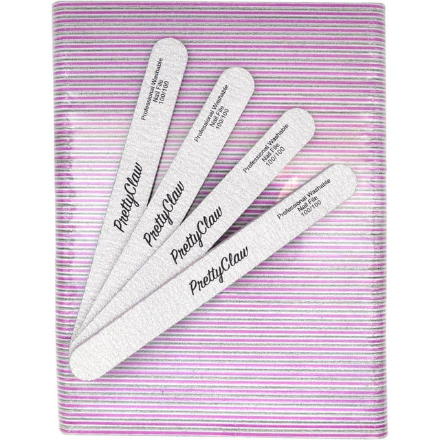 PrettyClaw | 50pc Professional Nail File 100/100 Grit Zebra Acrylic ...