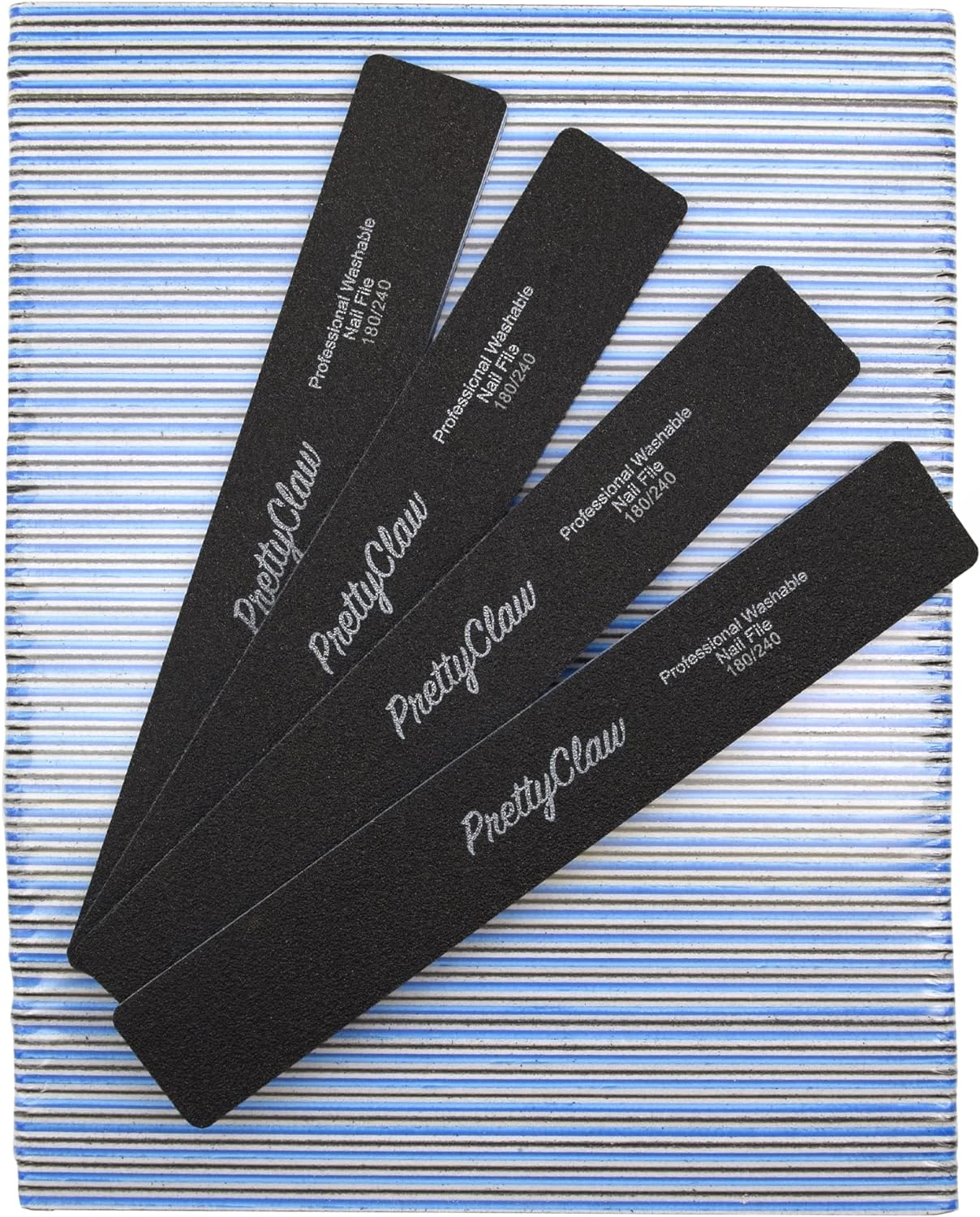 PrettyClaw 50pc Professional Nail File 180/240 Grit Black Rectangle ...