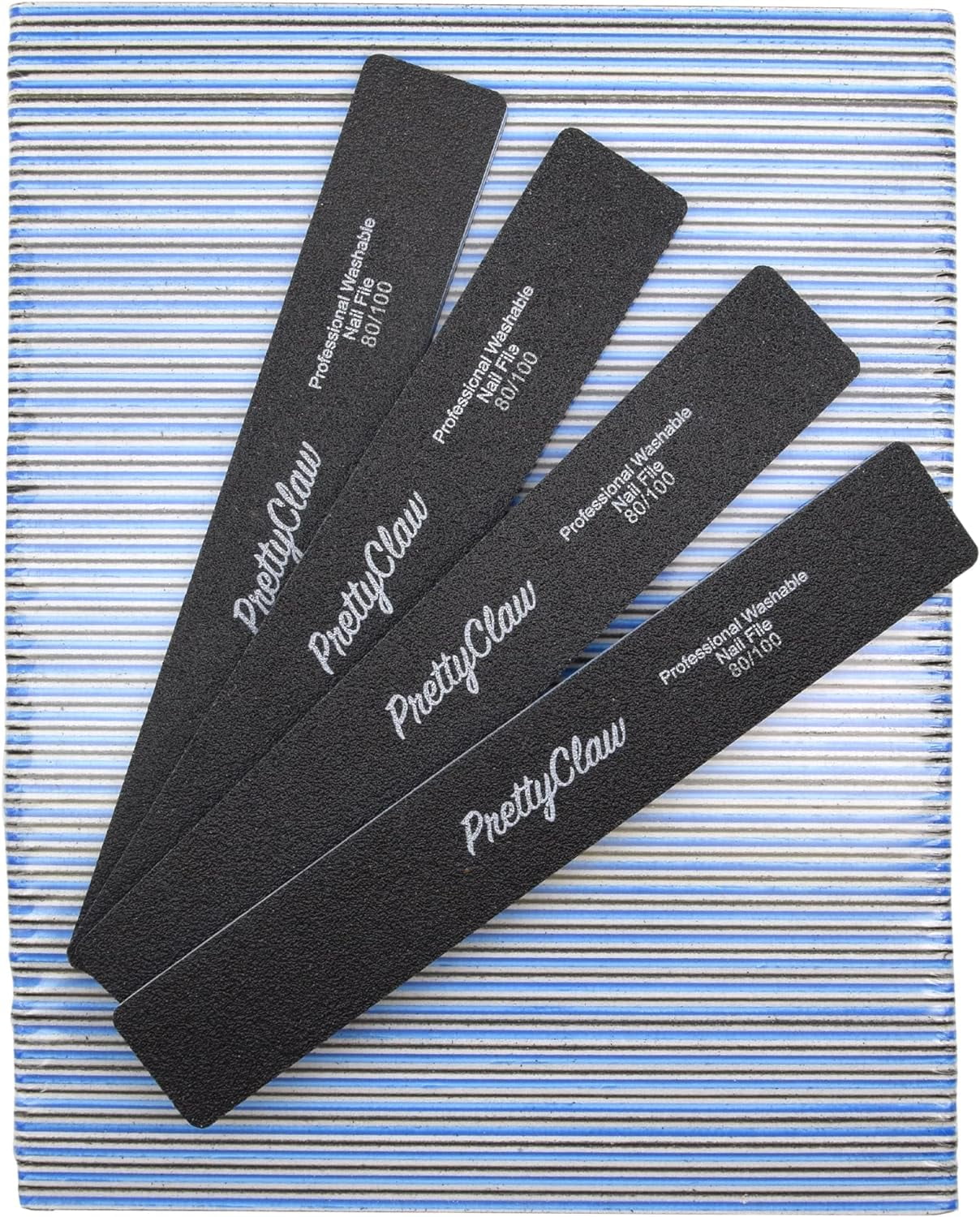 PrettyClaw 50pc Professional Nail File 80/100 Grit Black Rectangle ...