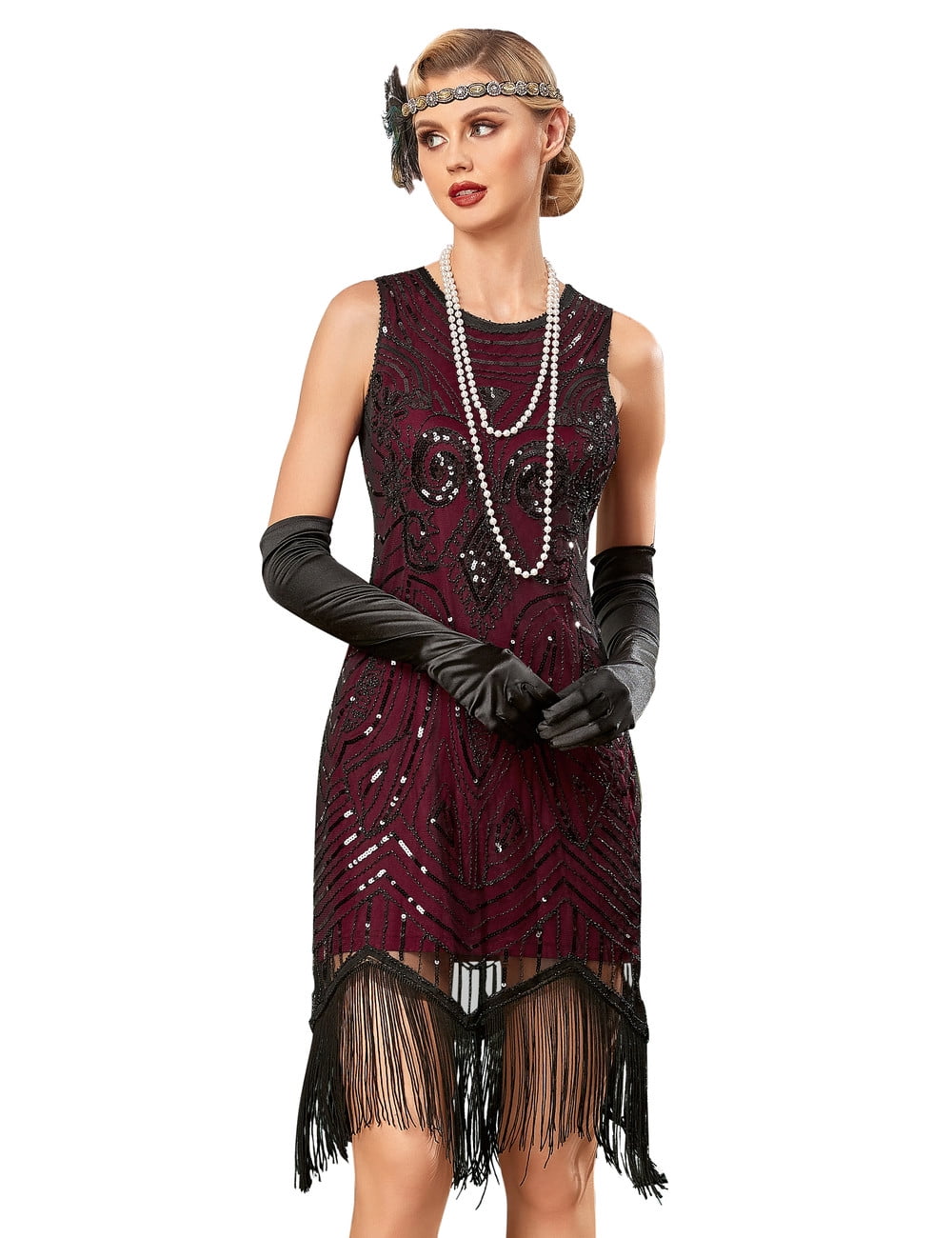 1920s Sequined Flapper Dress With Fringe For Gatsby Parties Women's ...
