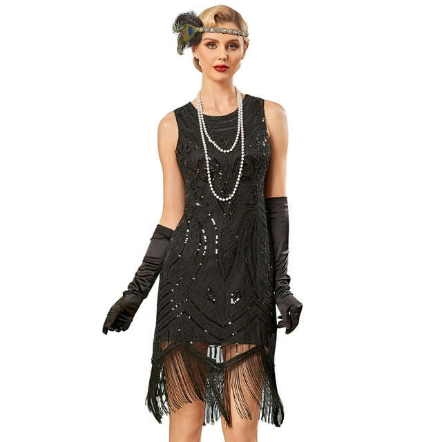 PrettyGuide Women's 1920s Gatsby Sequin Beaded Dress, Vintage Art Deco ...