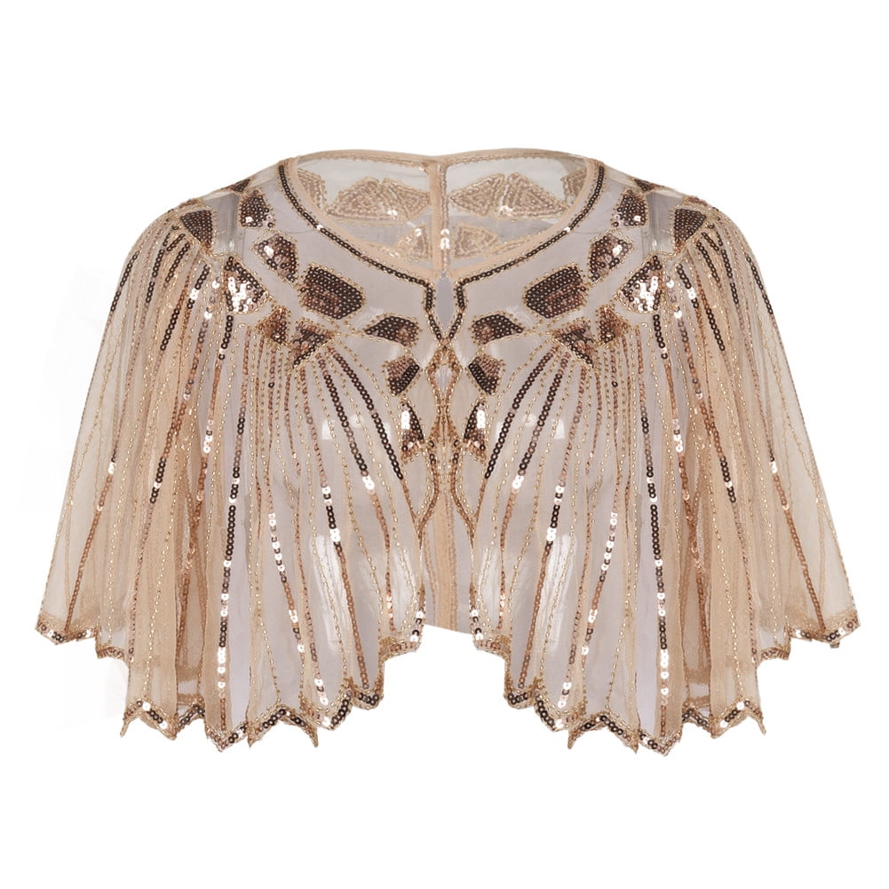 PrettyGuide Women's 1920s Shawl Beaded Sequin Deco Evening Cape Bolero ...