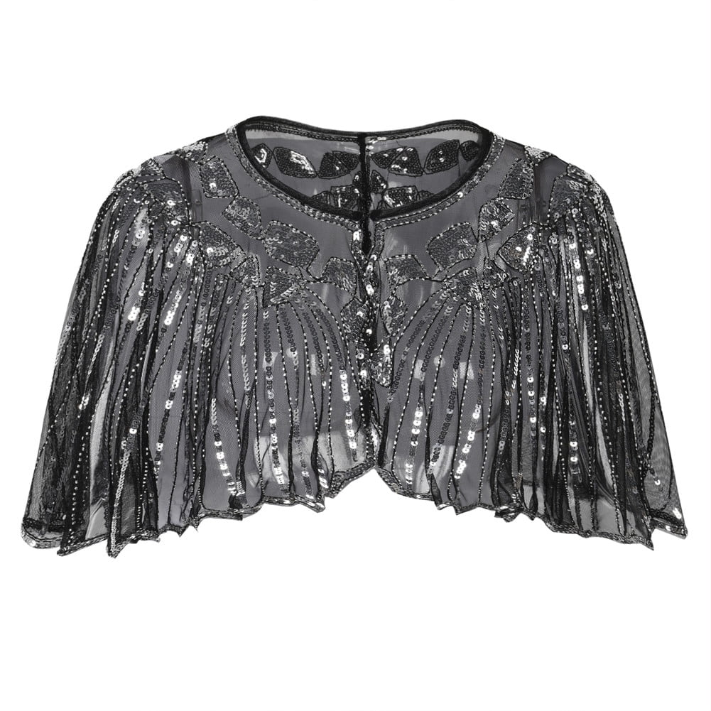 PrettyGuide Women's 1920s Shawl Beaded Sequin Deco Evening Cape Bolero ...