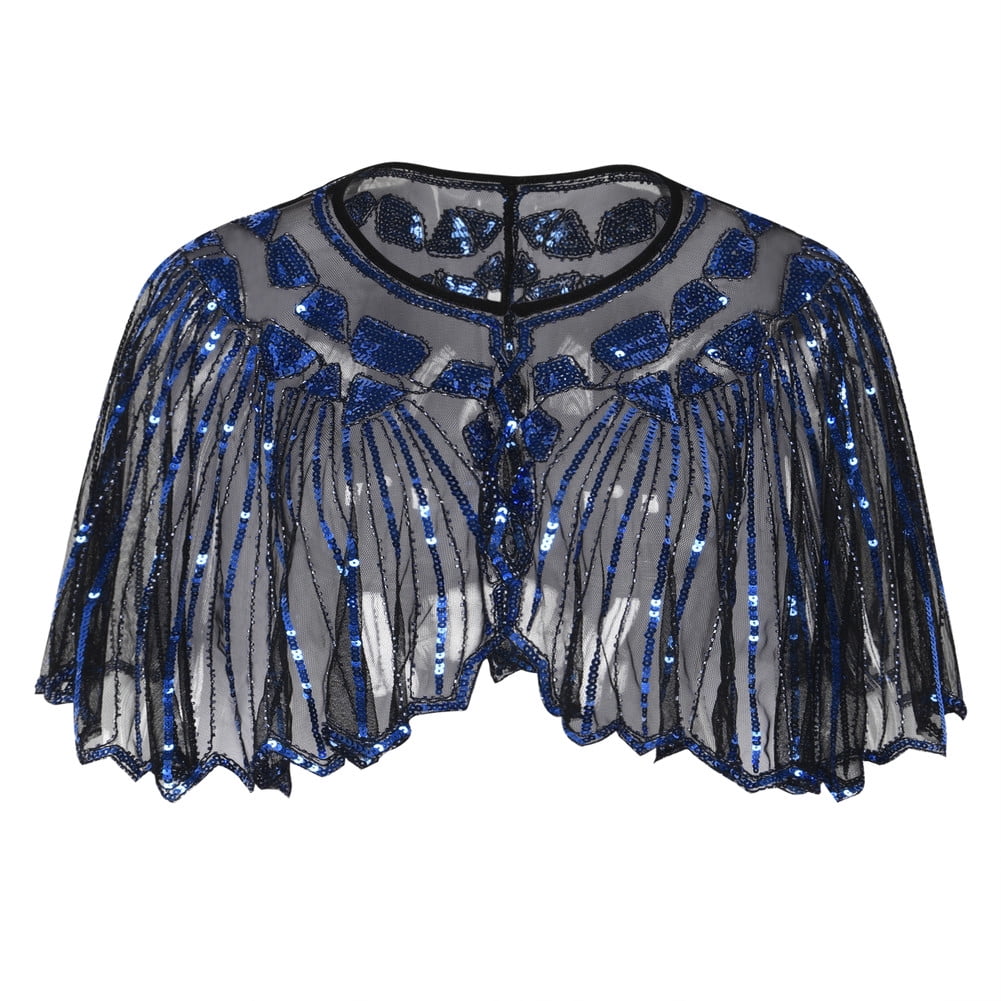 PrettyGuide Women's 1920s Shawl Beaded Sequin Deco Evening Cape Bolero ...