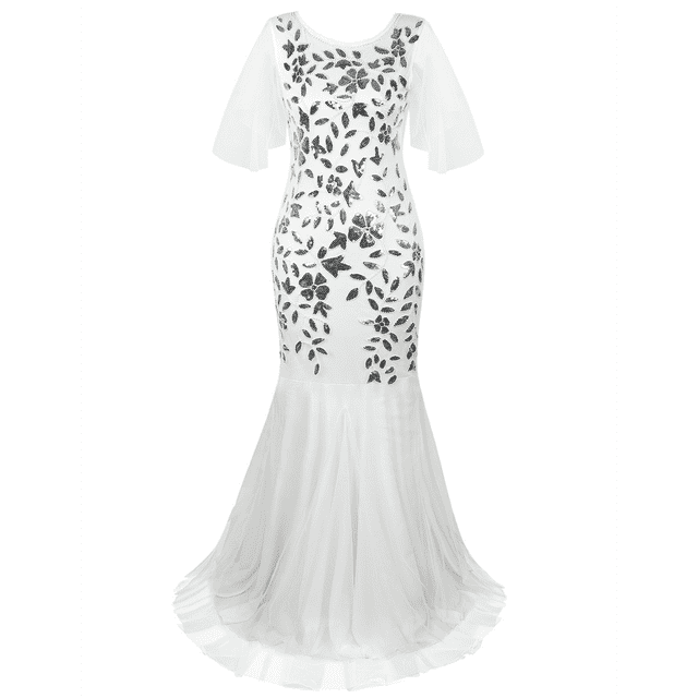 PrettyGuide Women's Evening Dress 1920s Sequin Mermaid Hem Maxi Long ...