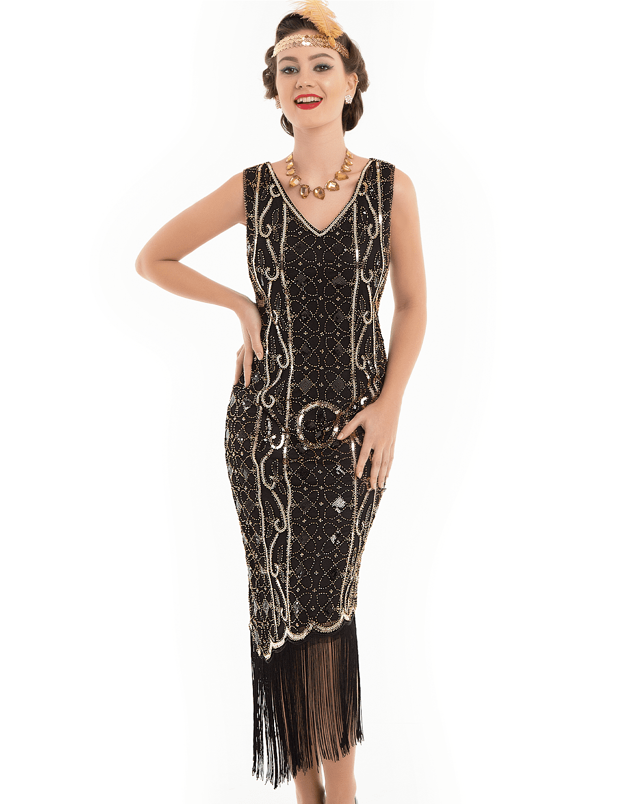 PrettyGuide Women's Flapper Dresses 1920s Gatsby Sequin Fringed ...