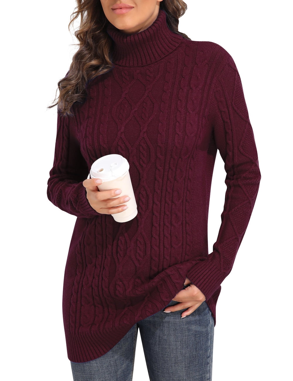 PrettyGuide Women's Long Sweater Turtleneck Pullover Tunic Sweater Tops ...