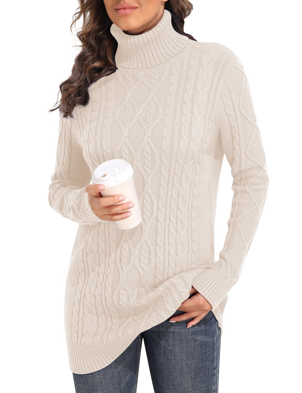 PrettyGuide Women's Long Sweater Turtleneck Pullover Tunic Sweater Tops ...