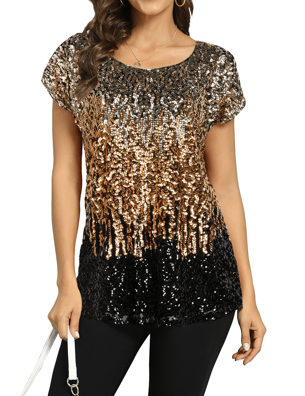 PrettyGuide Women's Sequin Top Shimmer Glitter Loose Bat Sleeve Party ...