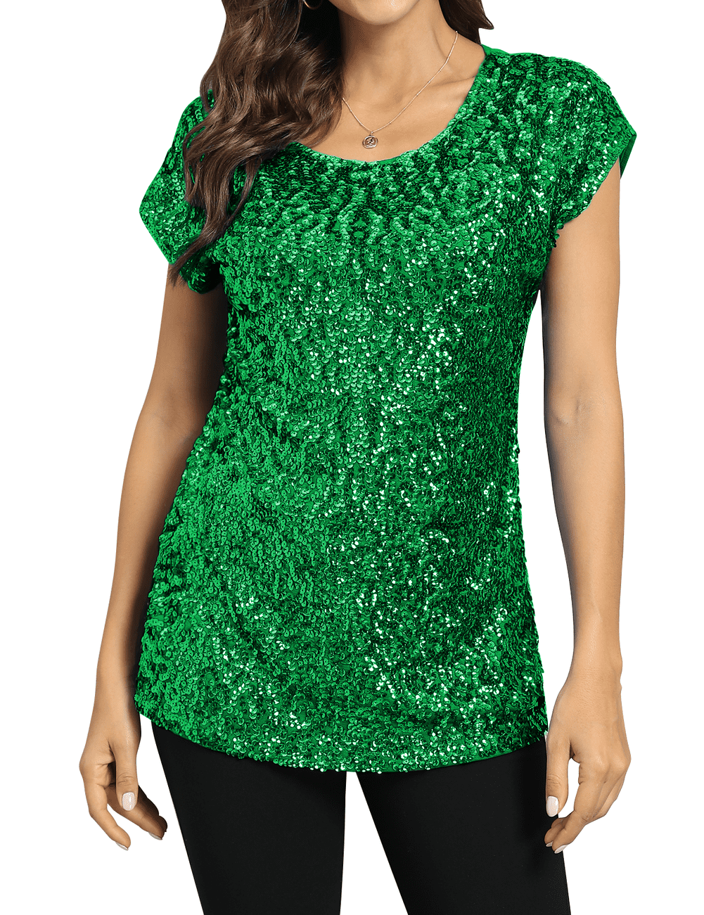 PrettyGuide Women's Sequin Top Shimmer Glitter Loose Bat Sleeve Party ...