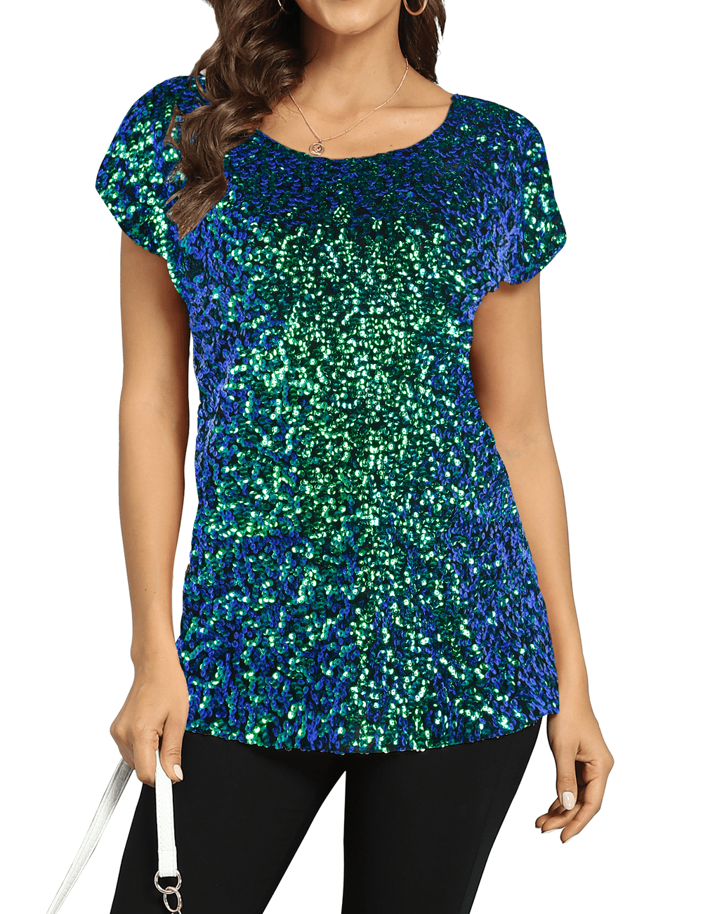PrettyGuide Women's Sequin Top Shimmer Glitter Loose Bat Sleeve Party ...