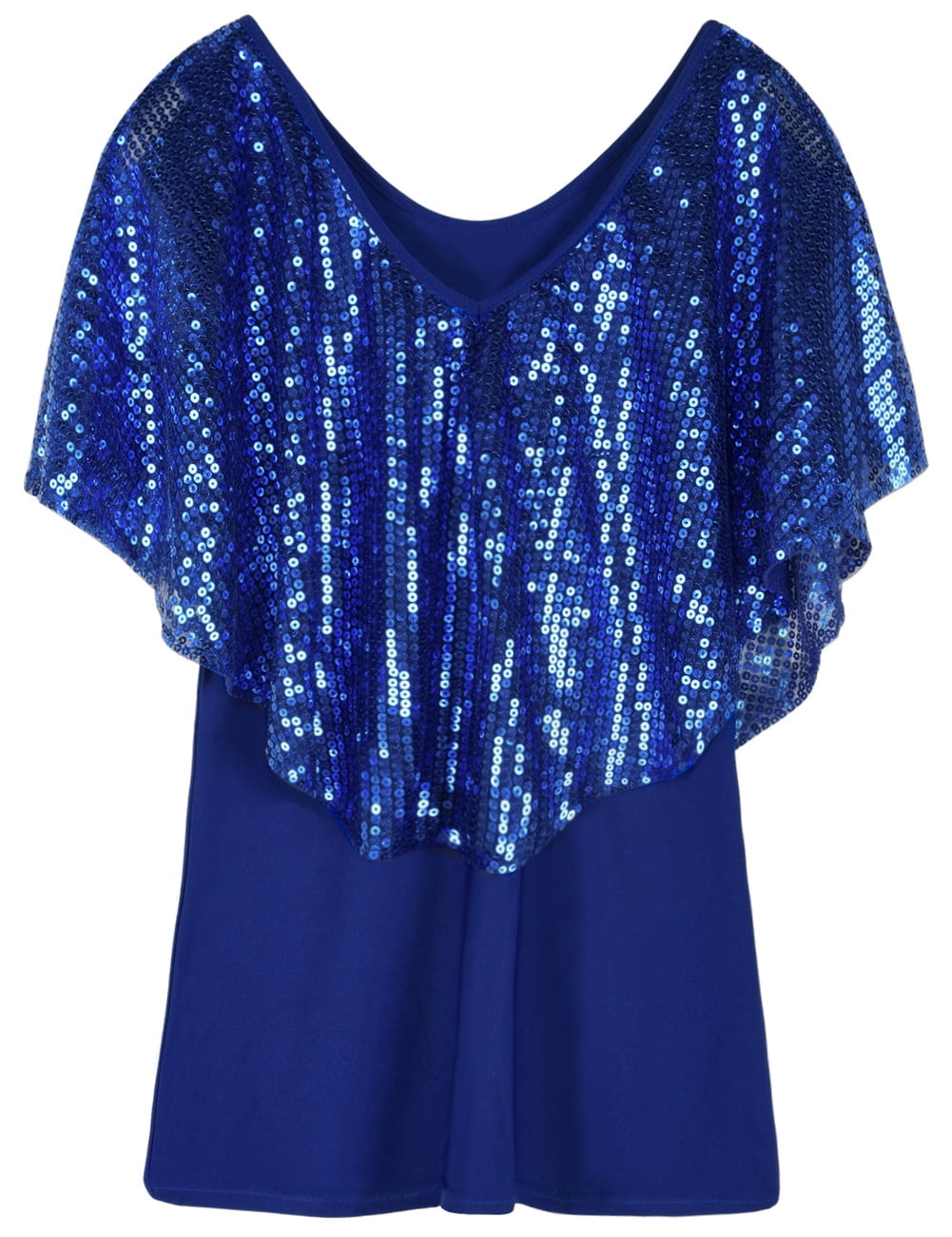PrettyGuide Women's Tunic Tops Sequin Overlay Cold Shoulder Glitter ...