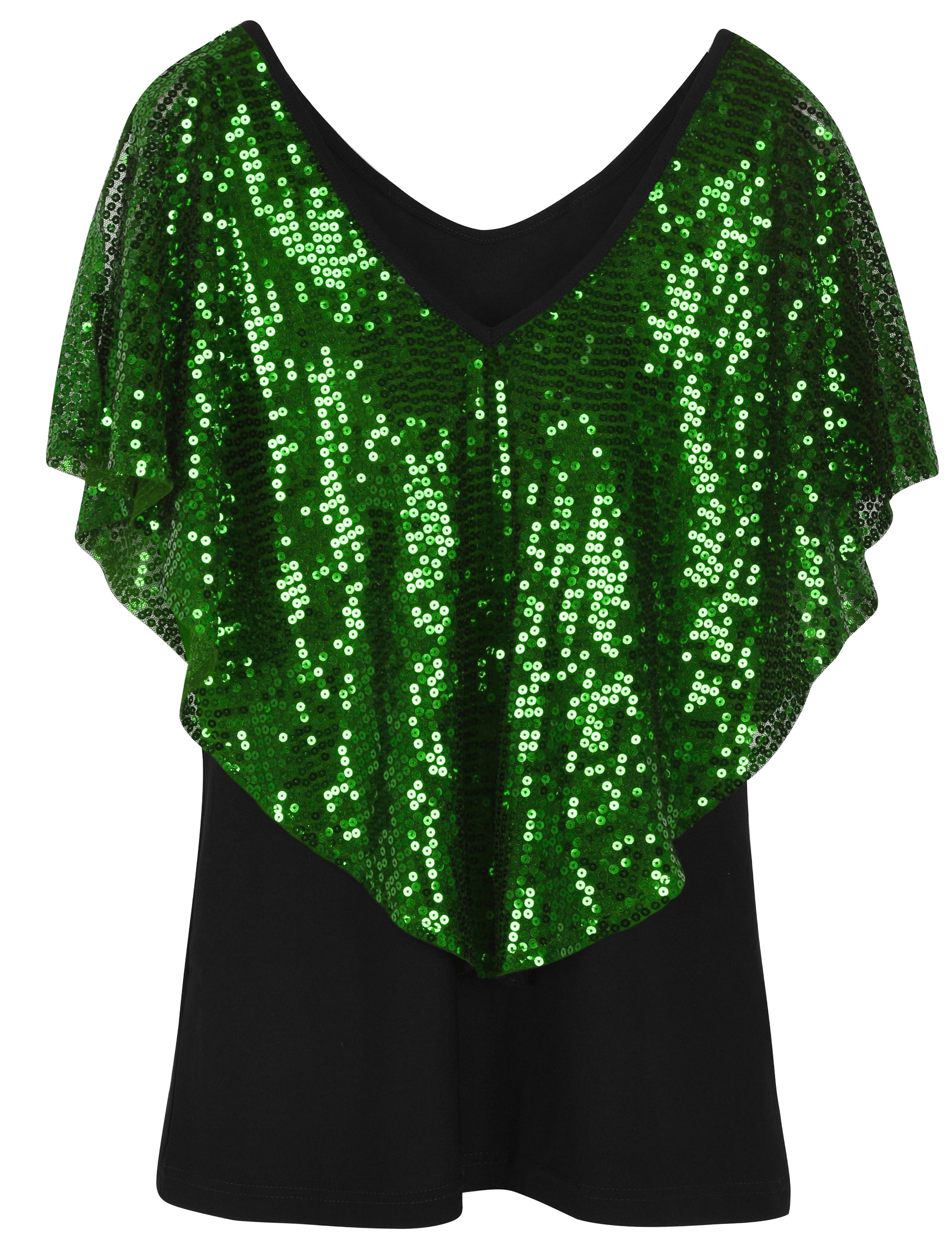 PrettyGuide Women's Tunic Tops Sequin Overlay Cold Shoulder Glitter ...