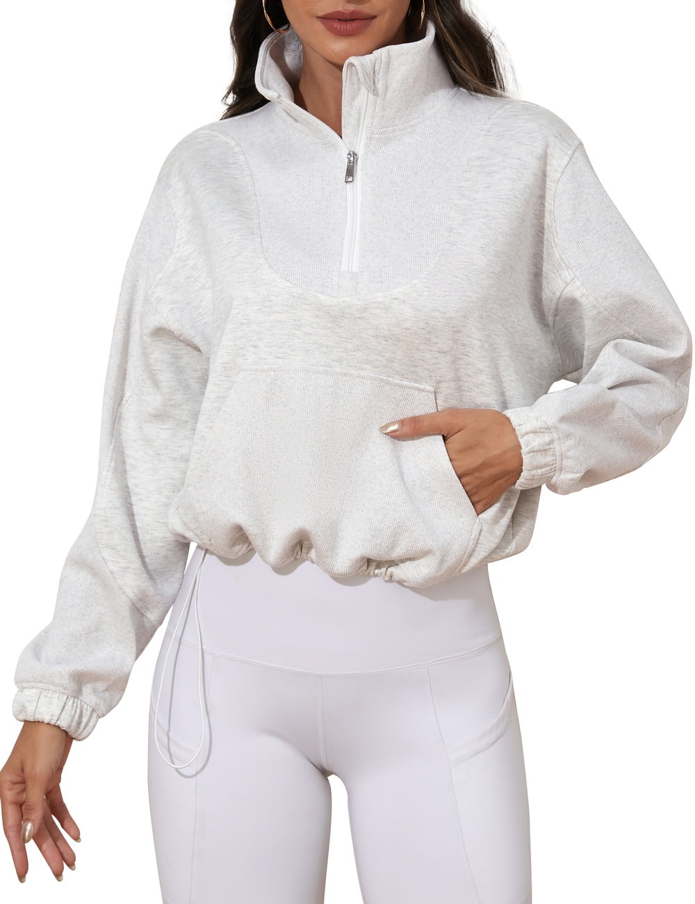 PrettyGuide Womens Half Zip Pullover Trendy Funnel Neck Workout Tops ...