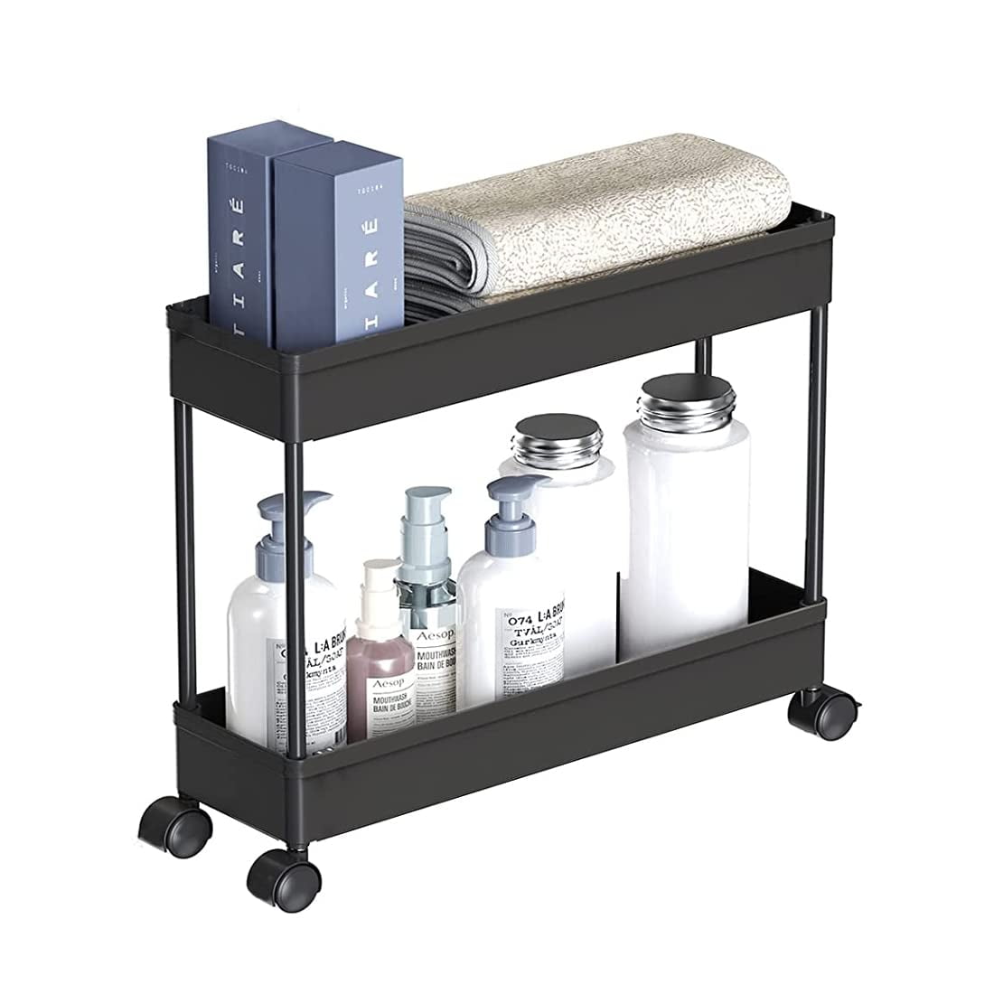PrettyKrafts 2 Tier Multipurpose Plastic Storage Organizer Slim Rack ...