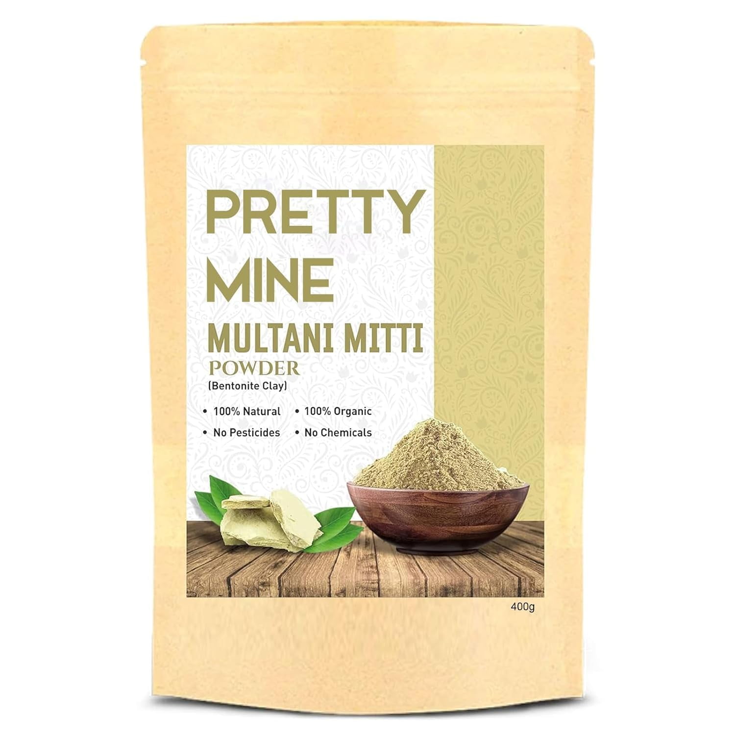 Prettymine Pure Multani Mitti Powder Natural Clay for Deep Cleansing Oil Control Glowing Skin ...