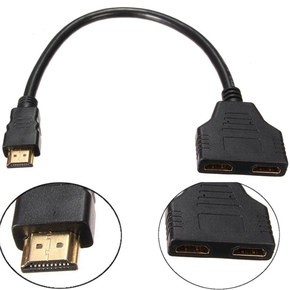 Prettyui HDMI Male to Dual HDMI Female 1 to 2 Way HDMI Splitter Adapter ...