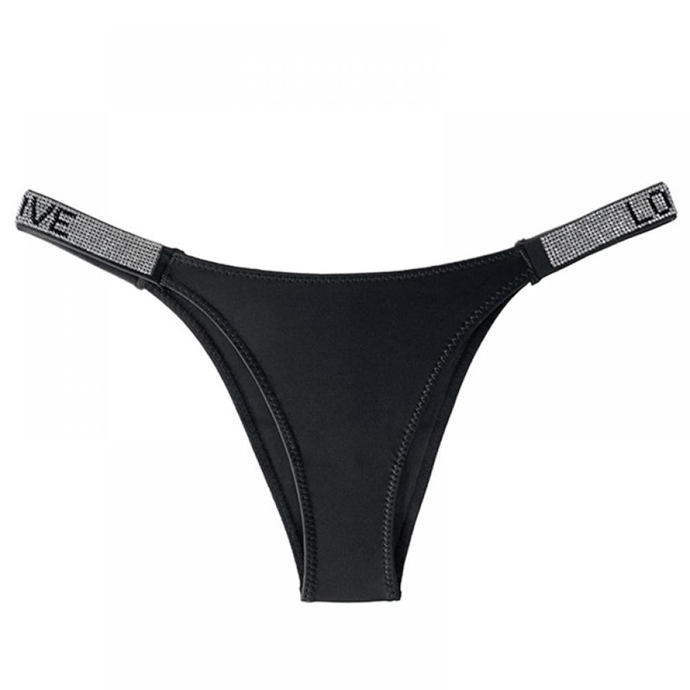 Prettyui Sexy Panties Thongs For Women Letter Rhinestones G-String Low ...