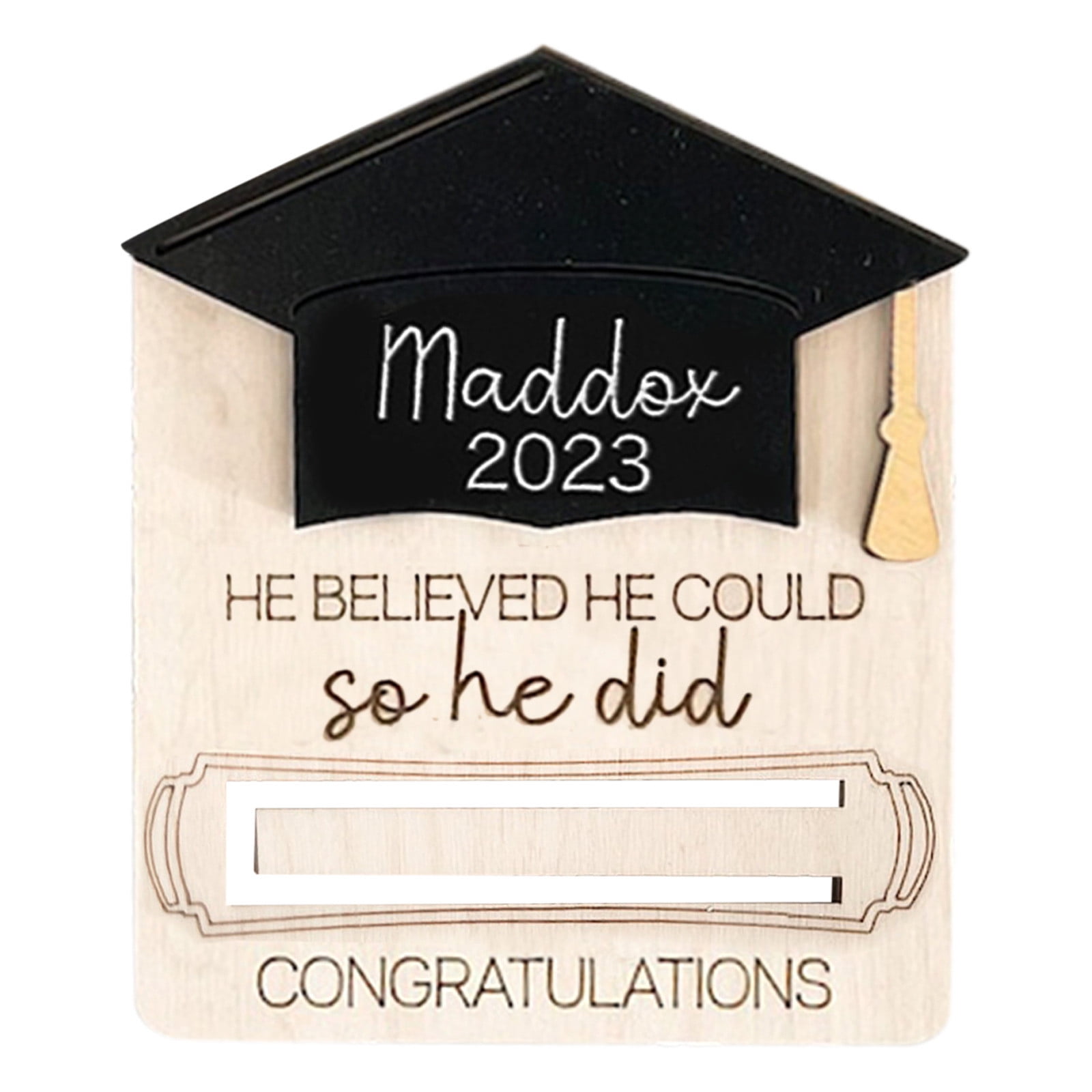 Pretxorve 2025 Wooden Graduation Wallet Money Graduation Gift Piggyer ...