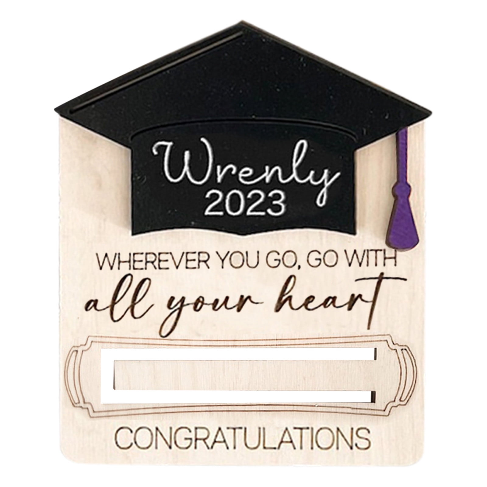 Pretxorve 2025 Wooden Graduation Wallet Money Graduation Gift Piggyer ...