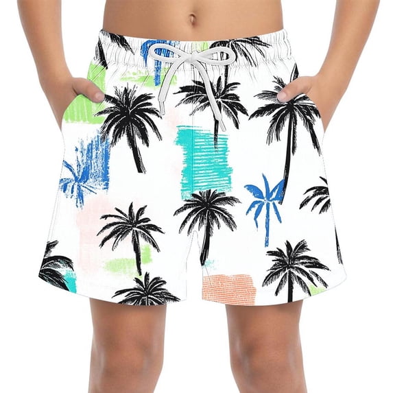 Pretxorve Boys 4-15 Years Swimsuit Bottoms Tropical Print Pocket Style ...