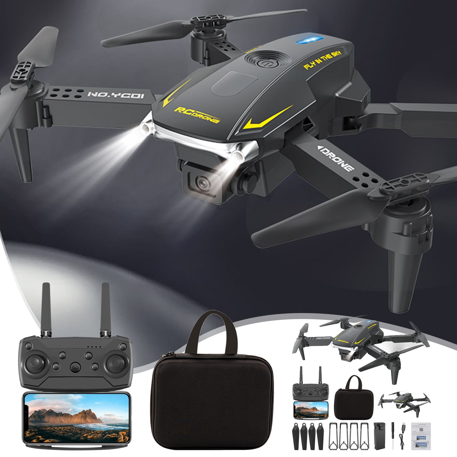 Pretxorve Drone with Camera for Adults, Drone with 1080P HD FPV Camera ...