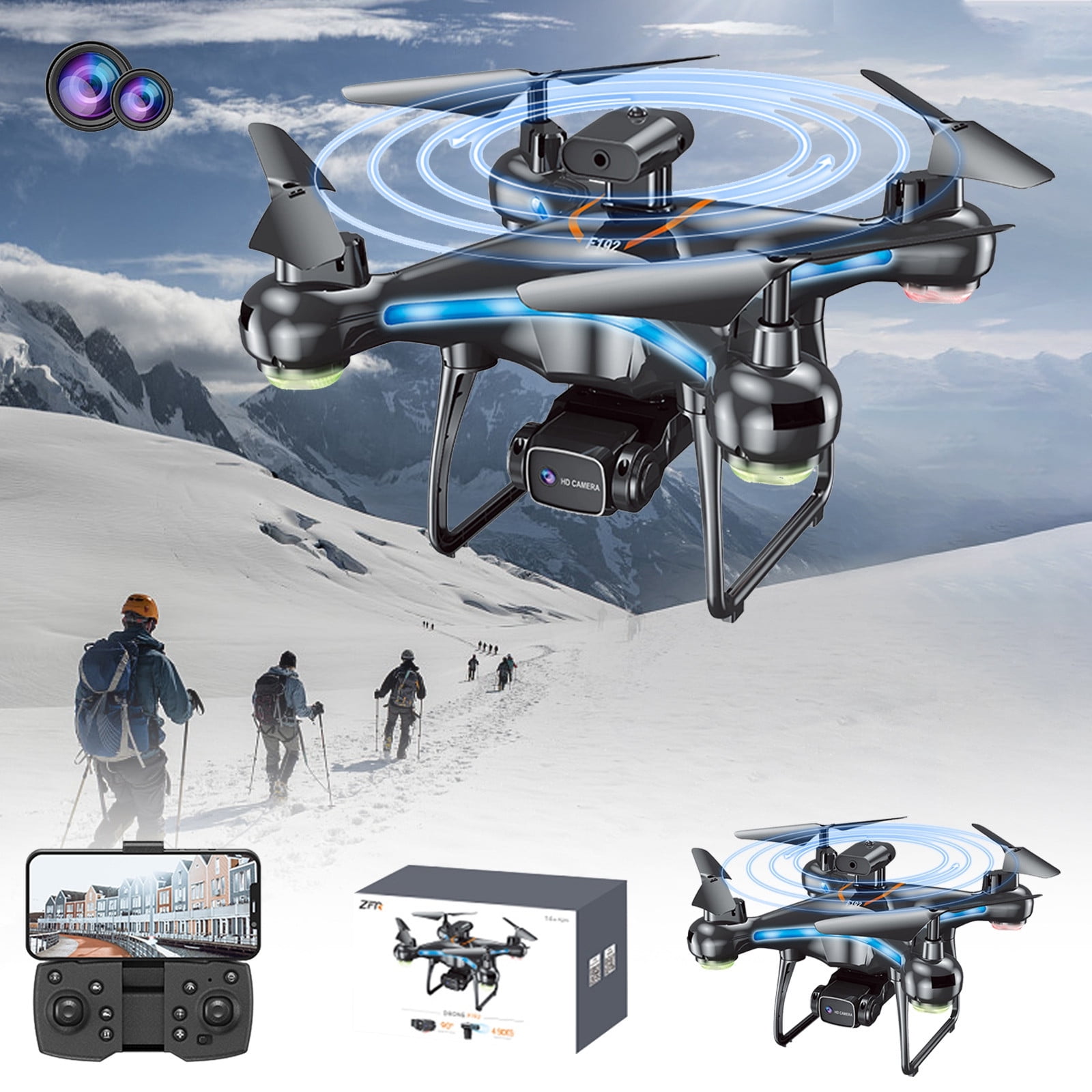 Pretxorve Drone with Camera for Adults, Drone with 4K HD Fpv Camera Optical Fl-ow Localization ...