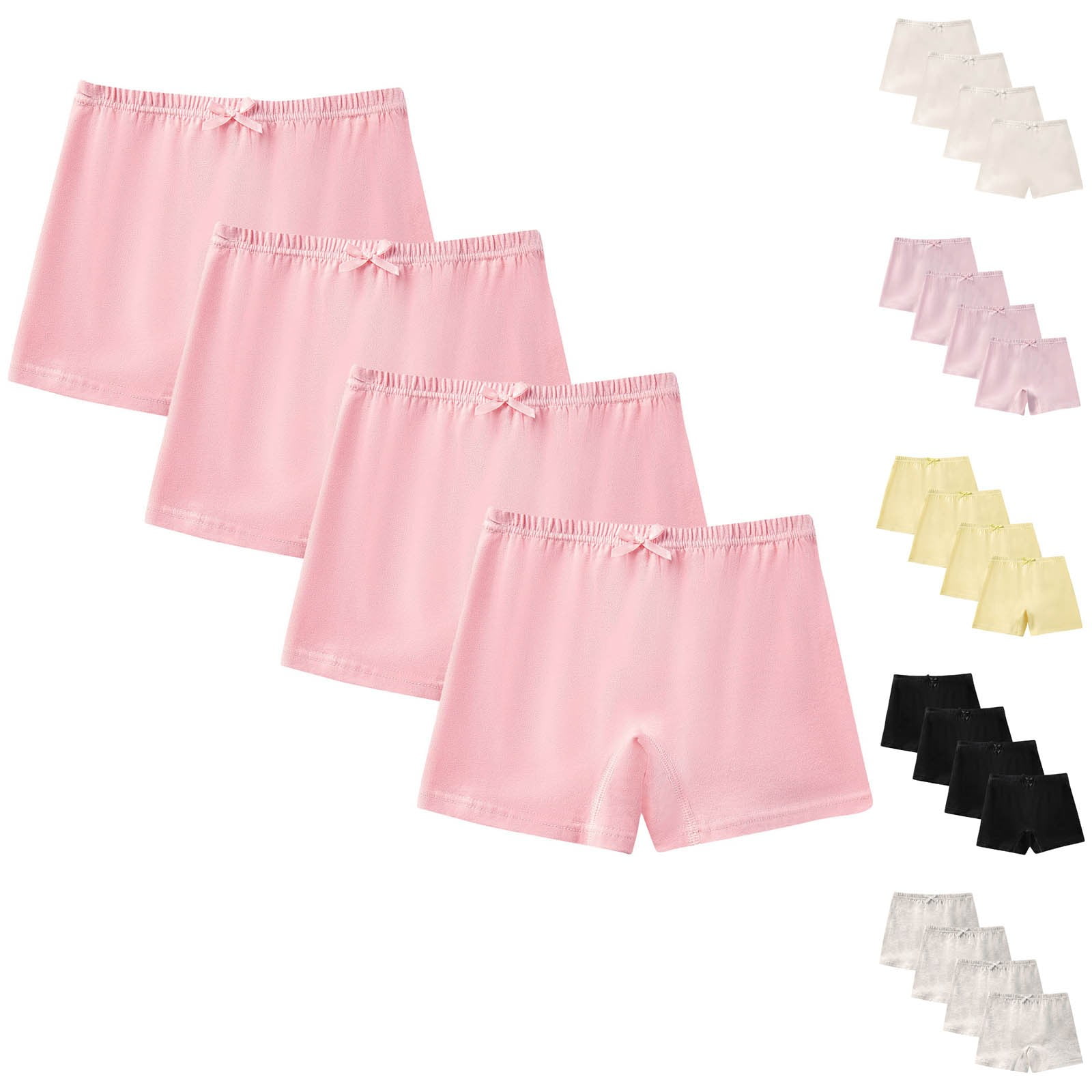 Pretxorve Girls Kids Underpants Boxers 4 Pieces Solid Plain Accents for ...