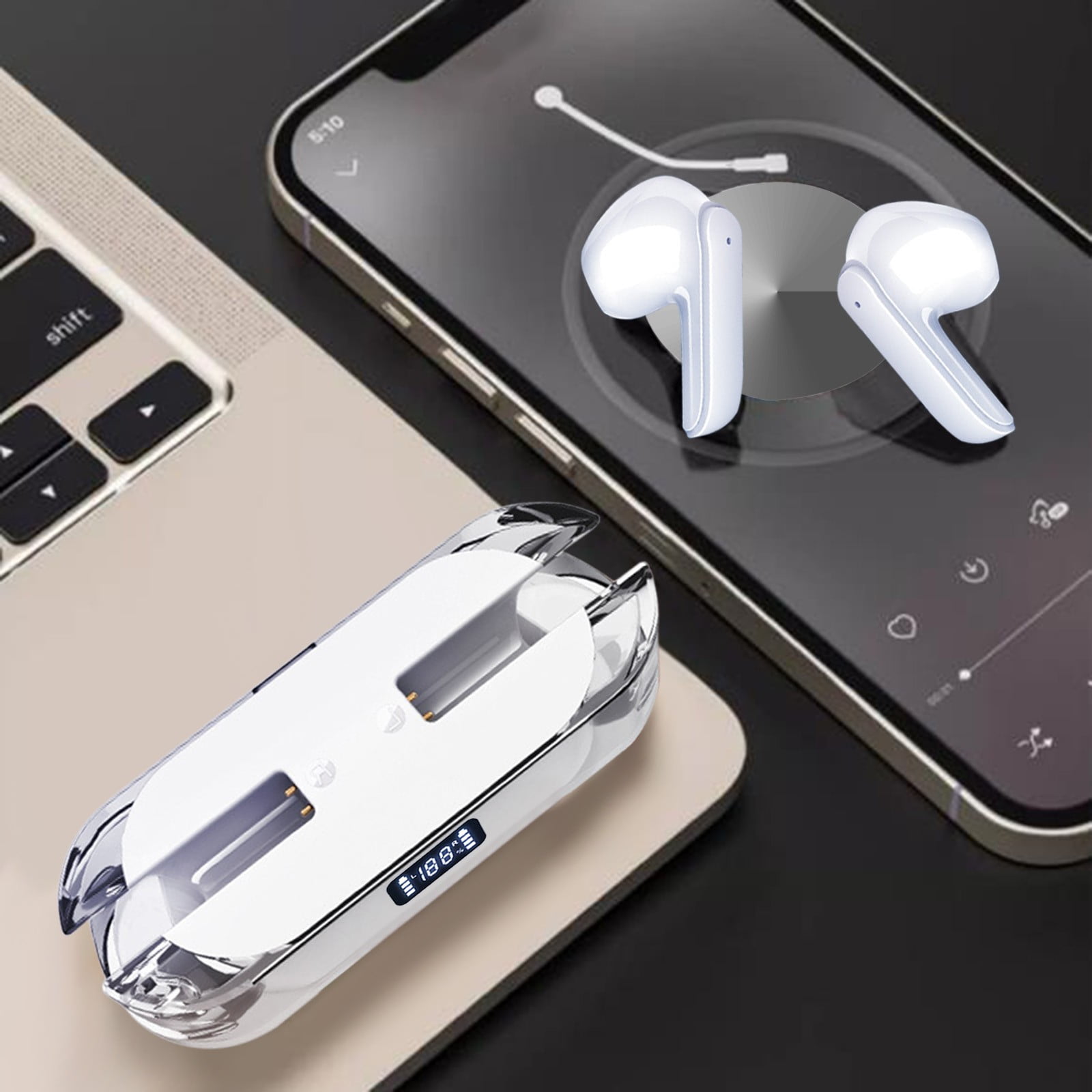Pretxorve Transparent Digital Display True Wireless Bluetooth Earphones ...