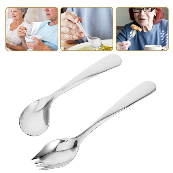 Pretyzoom 1 Set of Silver Adaptive Eating Utensils for Elderly Patients ...