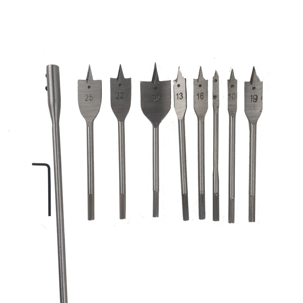 Pretyzoom 10Pcs Flat Wood Drill Bit Set High Carbon Steel Hexagonal ...