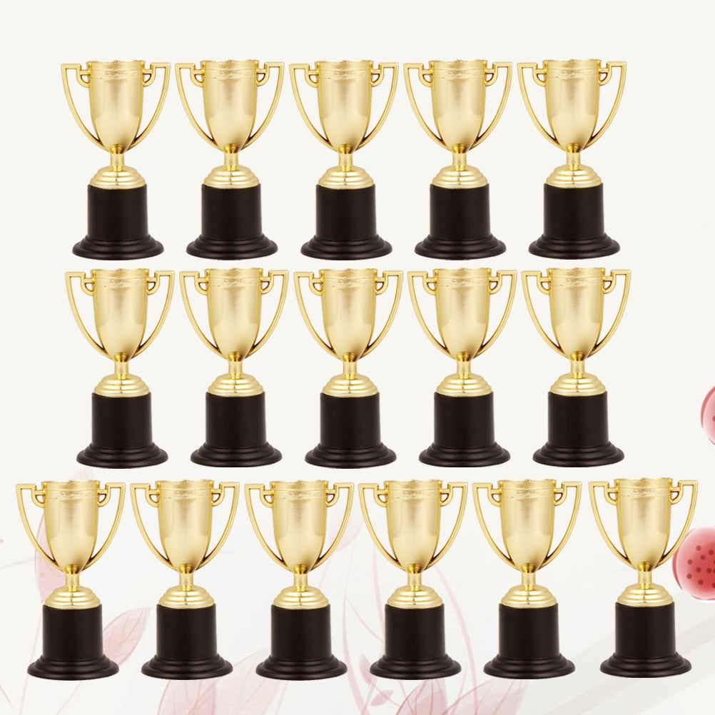 Pretyzoom 16pcs Small Gold Trophies Award Trophy Plastic Golden Elegant ...