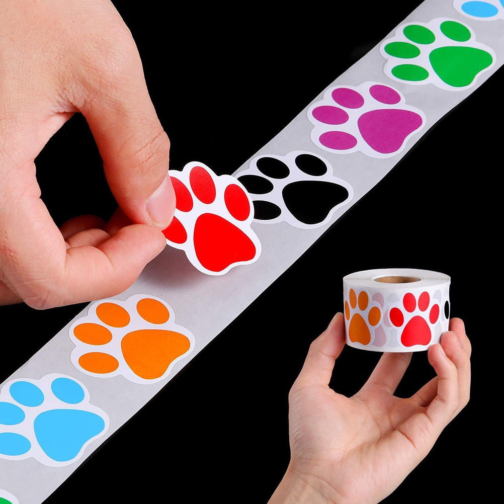 Pretyzoom 2 Rolls of Paw Stickers Pack Multi Colored Paper Footprint ...