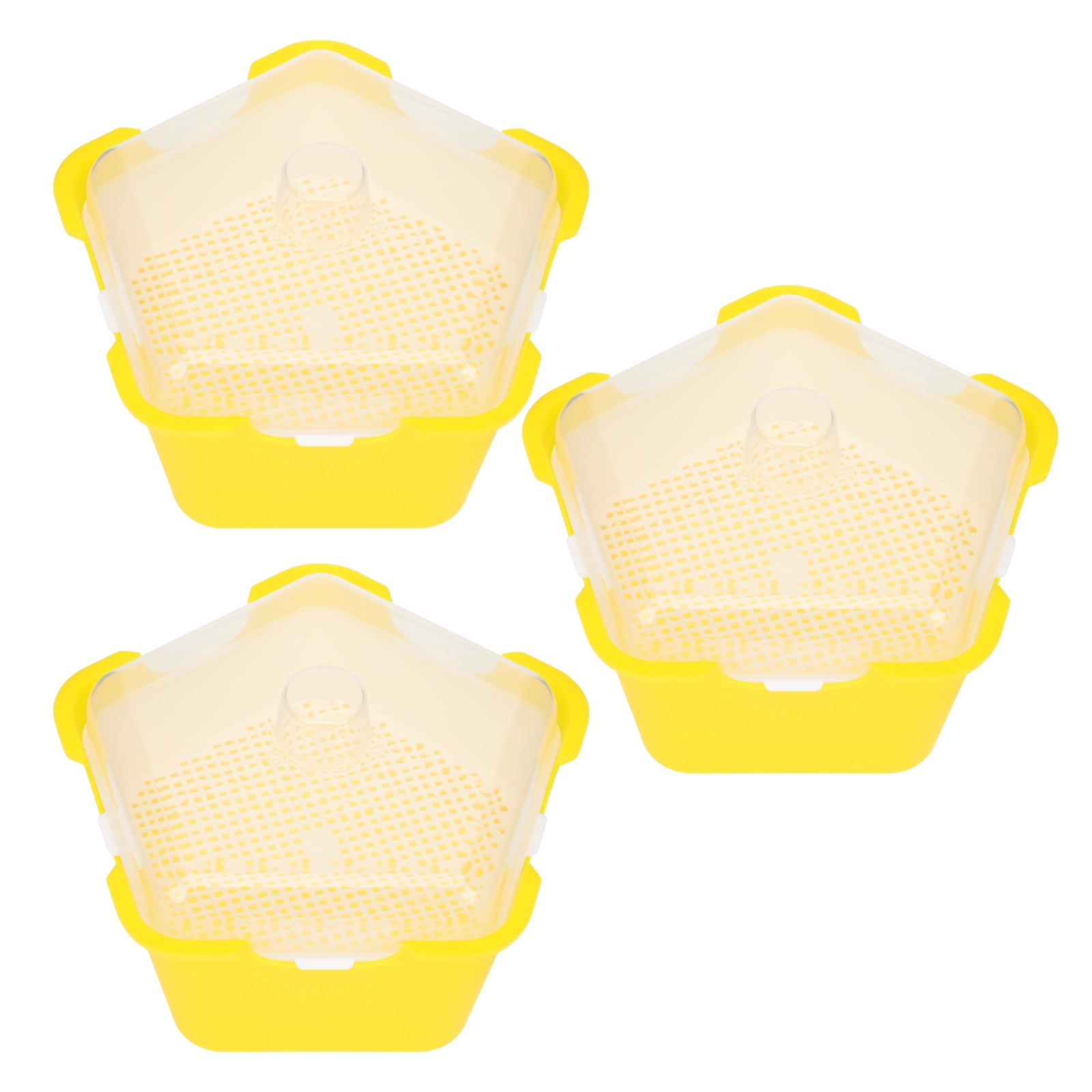 Pretyzoom 3Set Plastic Nursery Growing Trays Yellow for Seed Germination with Multi-holes Design ...