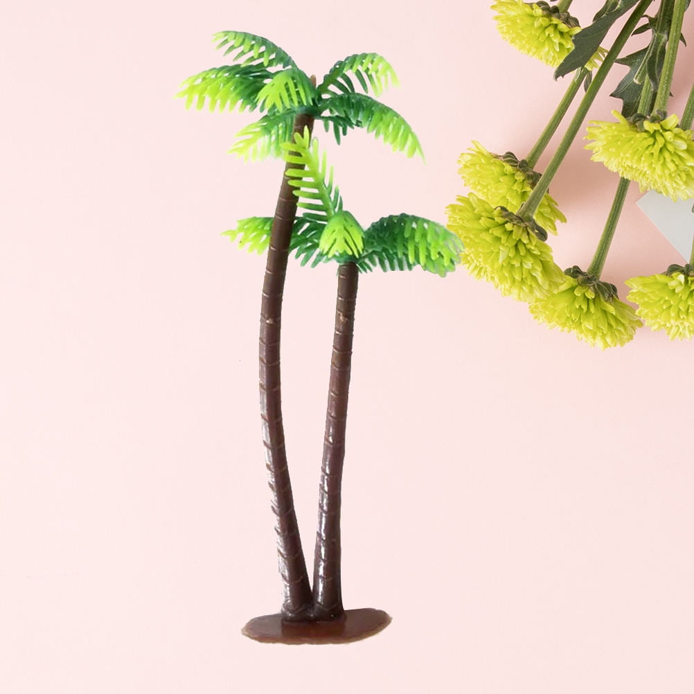 Pretyzoom 48Pcs Coconut Tree Decor Green Plastic Waterproof for Fairy ...