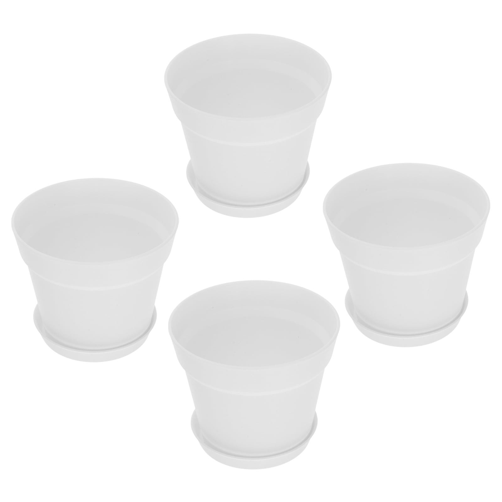 Pretyzoom 4pcs Decorative Plastic Flower Pots with Drainage Holes and ...