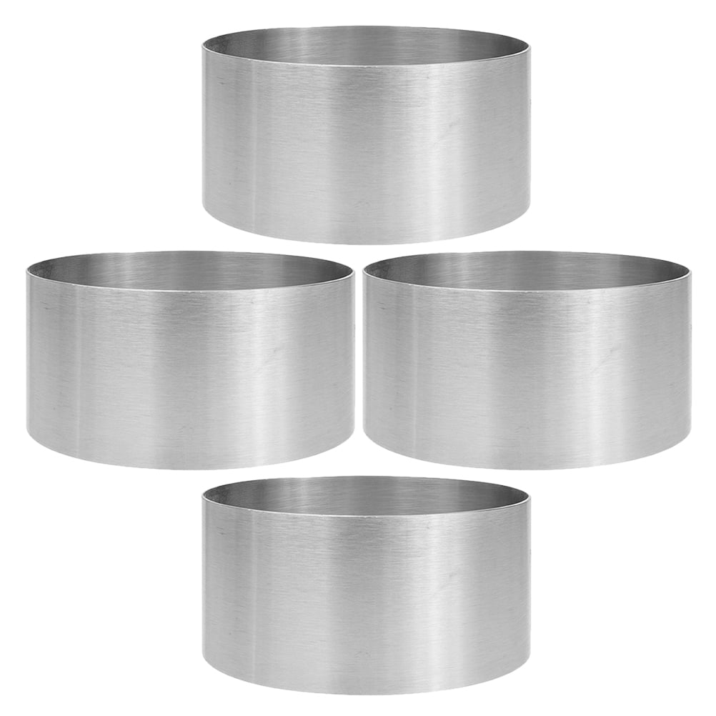 Pretyzoom 4pcs Silver Round Cake Ring Cutter Dishwasher Safe Baking ...