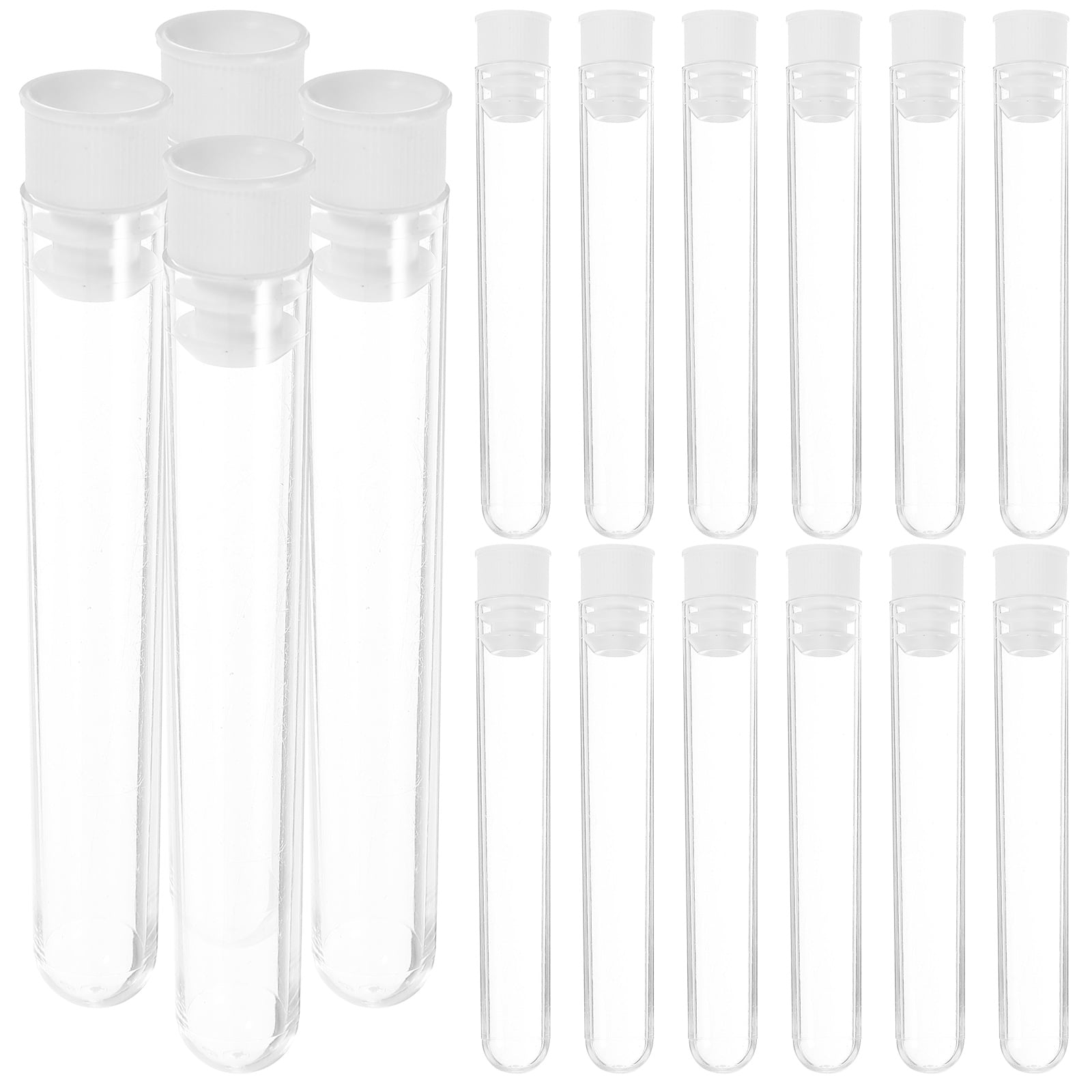 Pretyzoom 50 Pcs Mini Test Tubes Plastic Tubes with Lids for Teachers ...