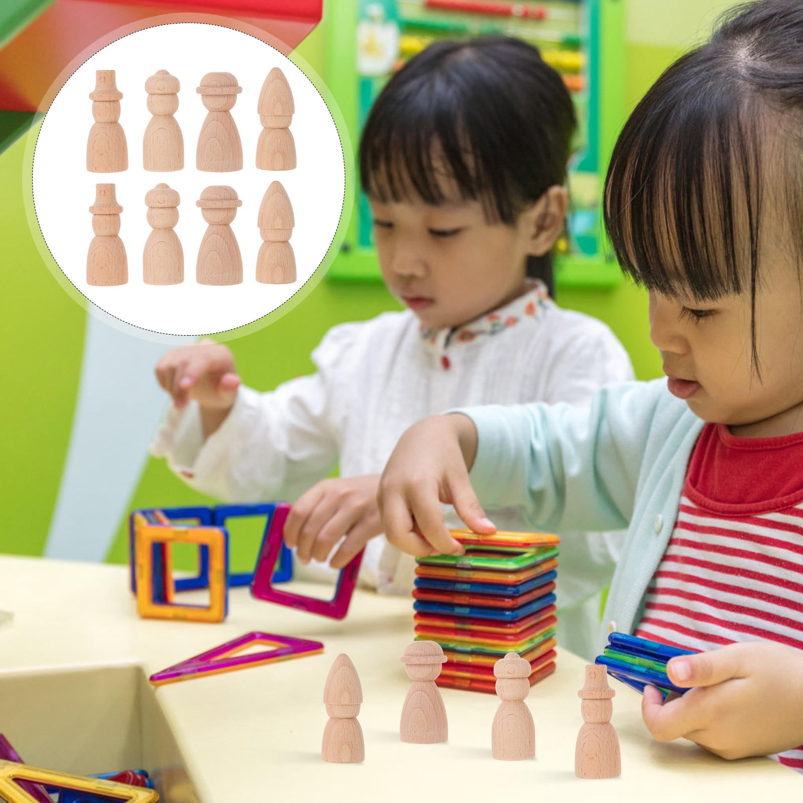 Pretyzoom 8pcs Beige Building Blocks Wood Craft for DIY Projects and ...