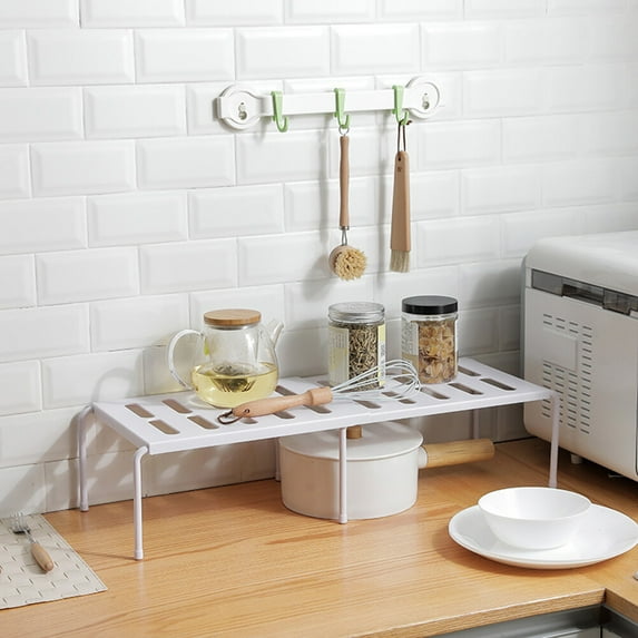 Pretyzoom White Plastic Spice Rack Expandable Kitchen Shelf for ...