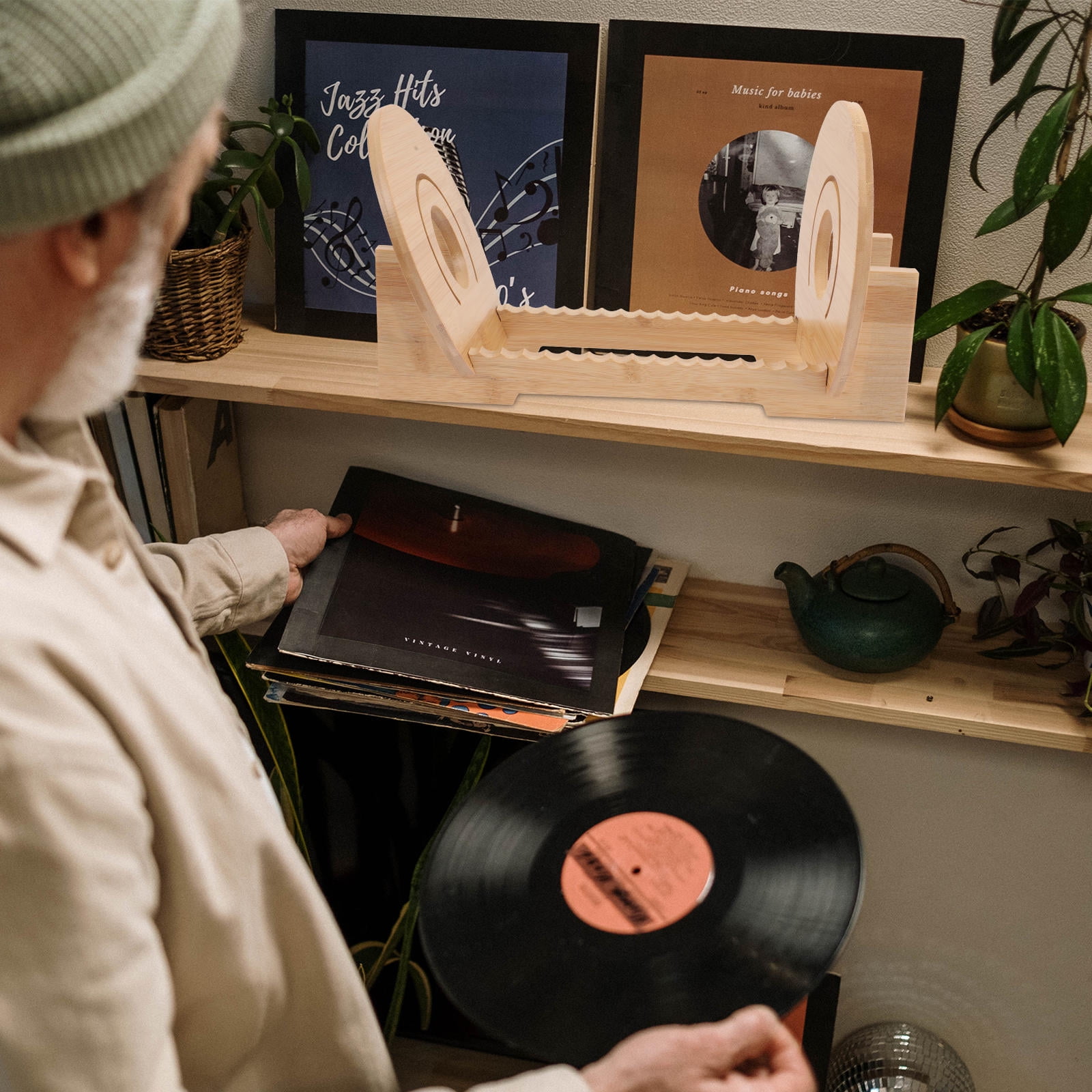 Pretyzoom Detachable Wooden Vinyl Record Storage Rack Modern Album ...