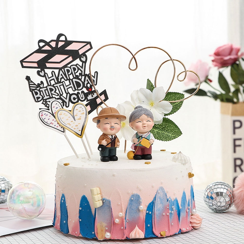 Pretyzoom 2Pcs Assorted Color Birthday Party Cake Topper Grandpa and ...