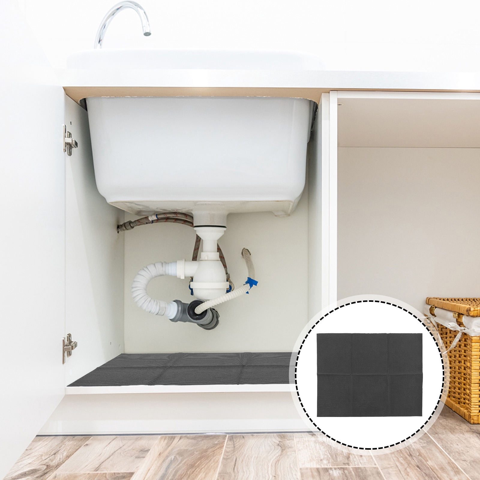 Pretyzoom Multi Functional Black Under Sink Mat for Kitchen Cabinet ...