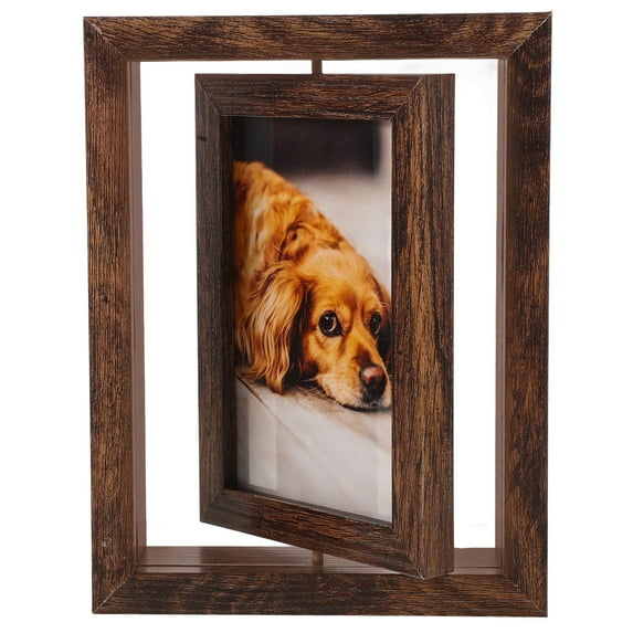 Pretyzoom Memorial Photo Frame Rotating Wooden Display for Tabletop ...